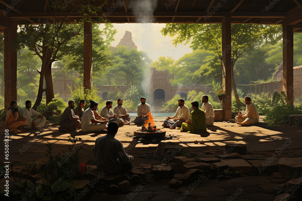 villagers gathered in a communal space, fostering a sense of unity and ...
