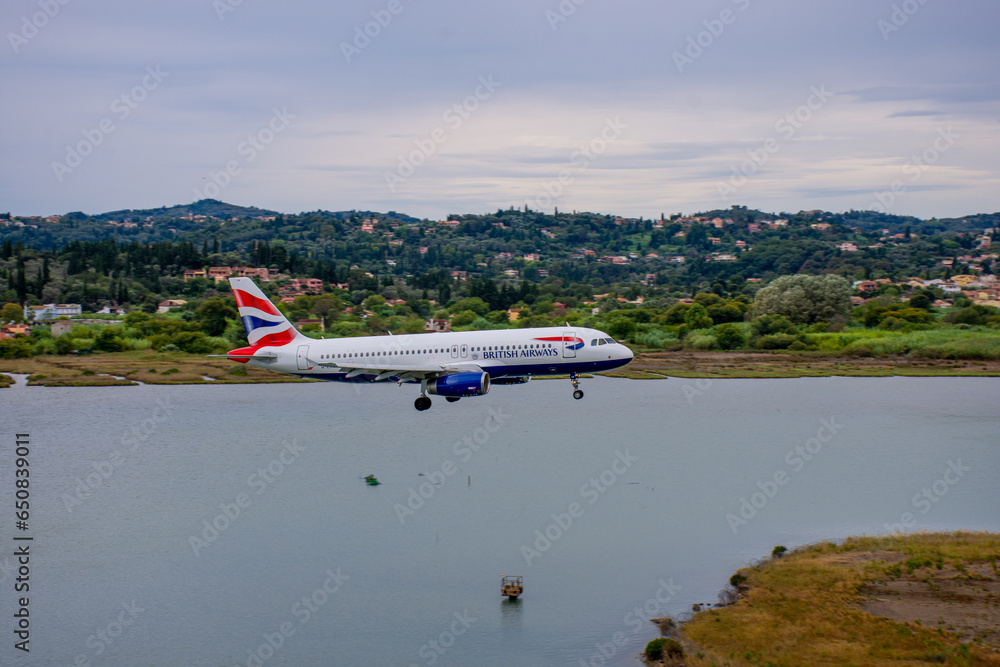 Corfu, Greece - september , 2023:British Airways Airbus A320 arrives at ...