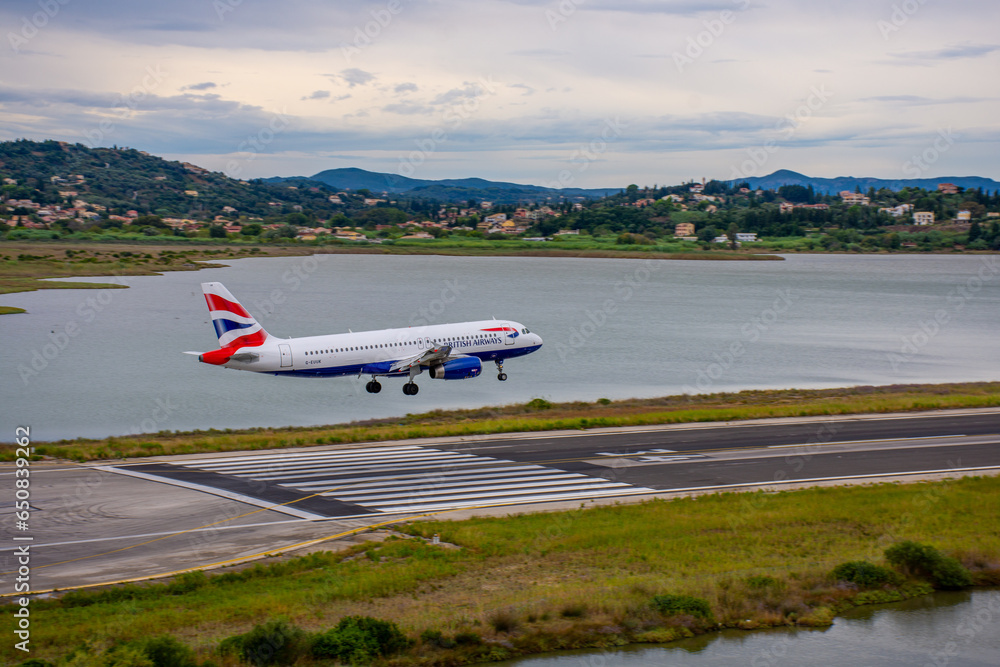 Corfu, Greece - september , 2023:British Airways Airbus A320 arrives at ...