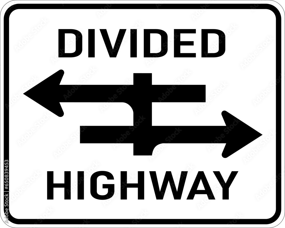 Vetor de Vector graphic of a usa Divided Highway Crossing MUTCD highway ...