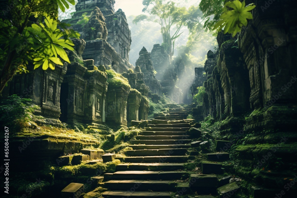 Abandoned temple complex of an extinct culture in the jungle like the ...