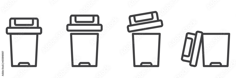 Collection of simple trash can icons in trendy line style. Modern ...