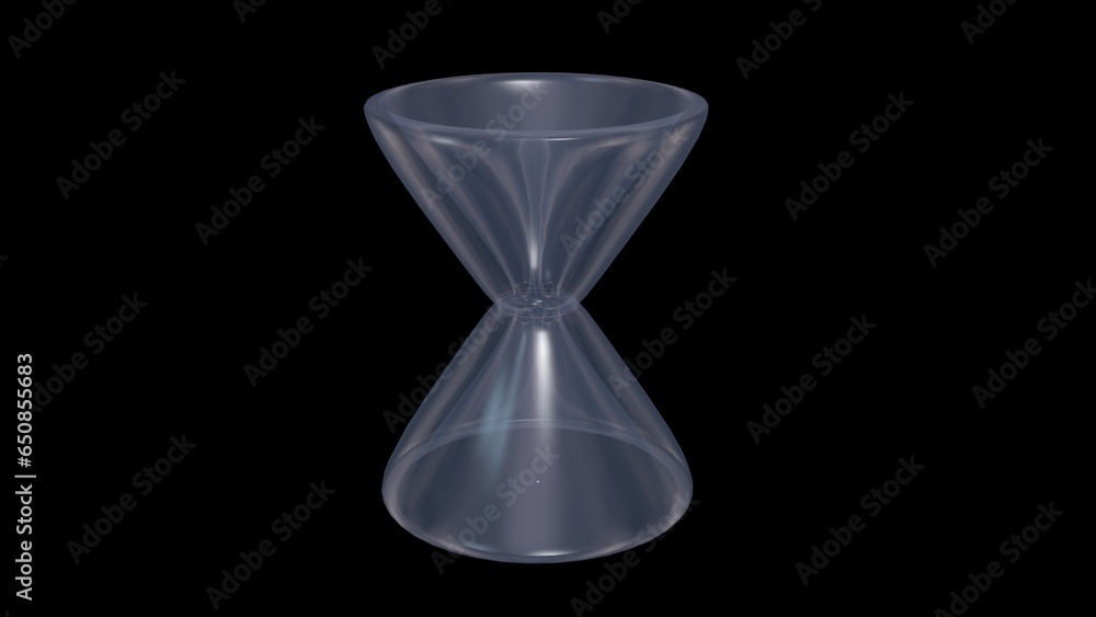 Transparent hourglass. Clear plastic, see through hourglass with single ...