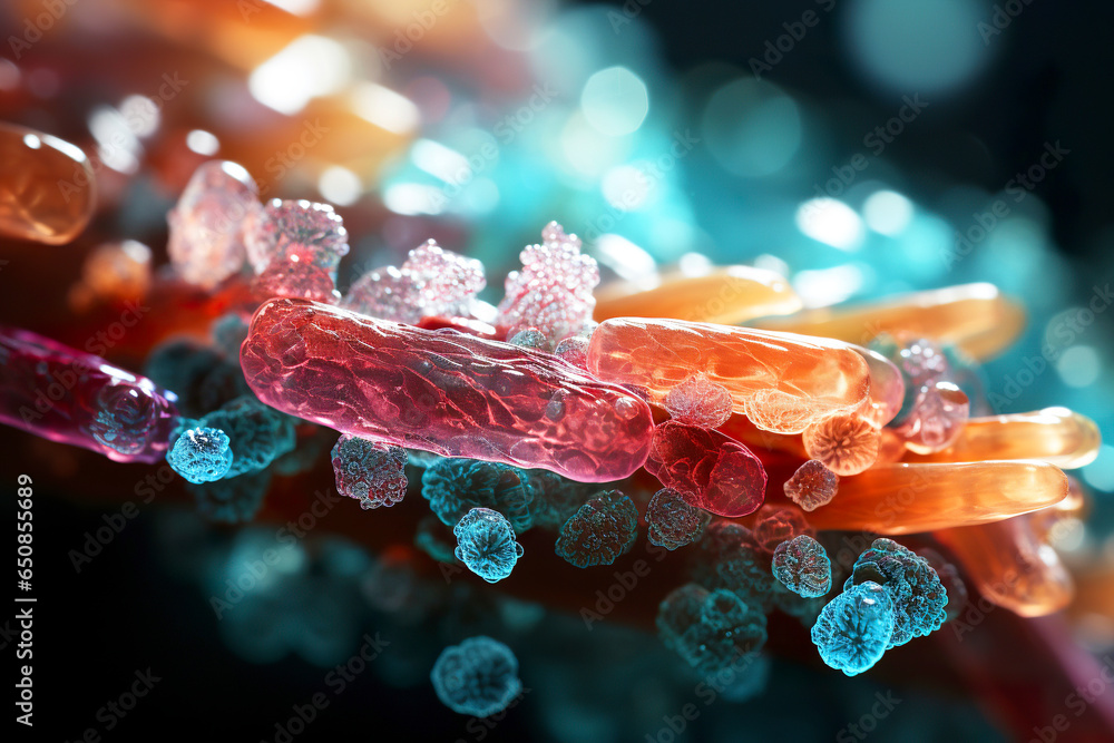 microorganisms and bacteria visible under a microscope Stock Photo ...