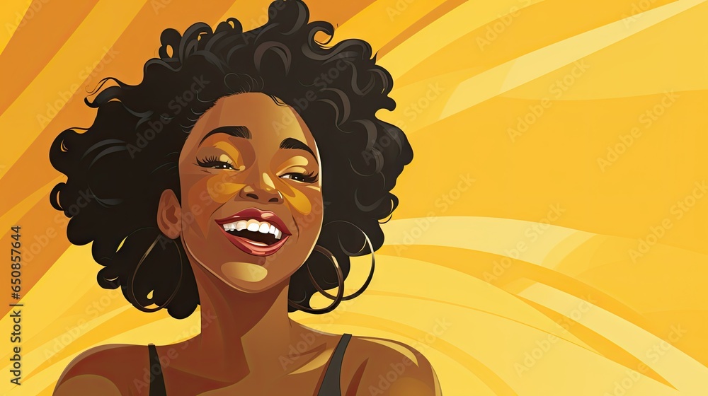 African american black woman super happy smiling cartoon clip art style ...