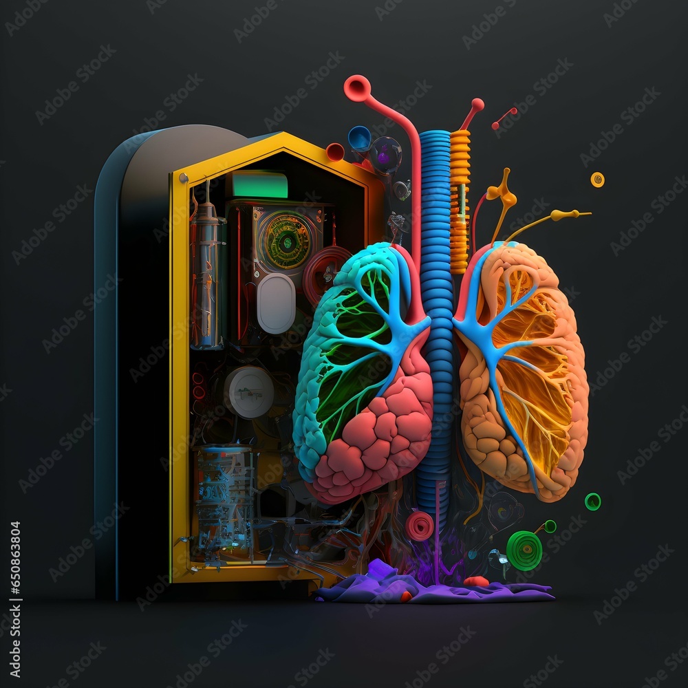 3d concept art for medical animation that shows a single colorful organ ...
