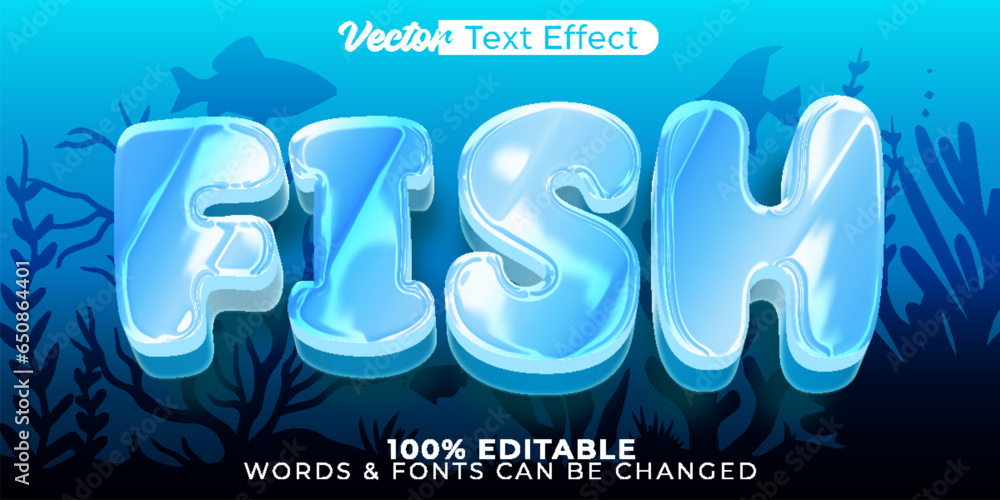 Fish Vector Text Effect Editable Alphabet Underwater Sea Ocean Animal ...