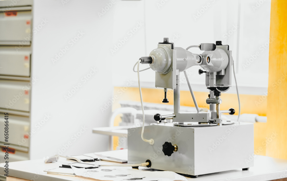 Synoptophore device in medical children office in hospital. Visual ...