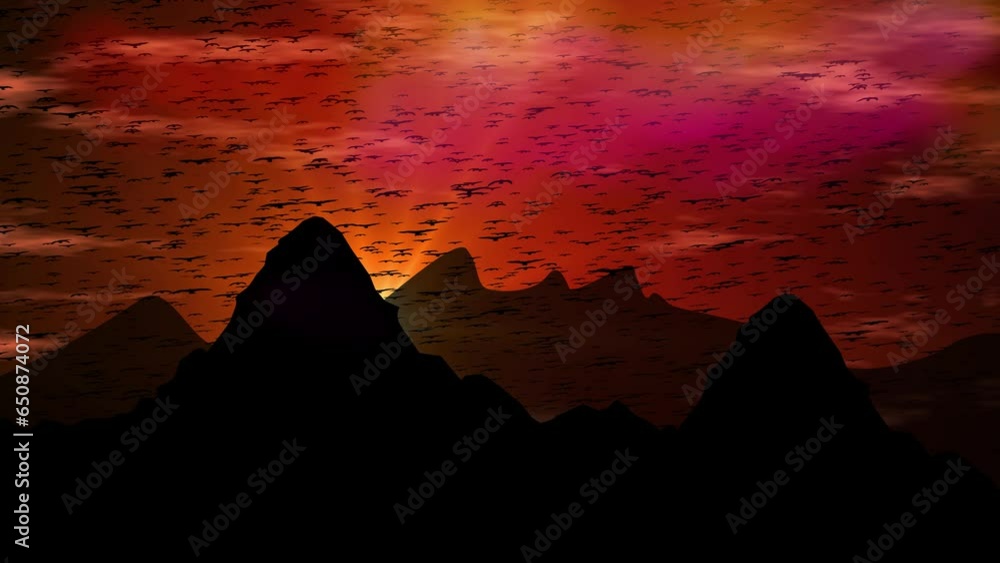 Birds Flying With Sun Rising View Cartoon Animation, Animation Of ...