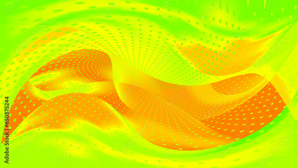 Abstract pop yellow orange green background. Bright wave. Neon light ...