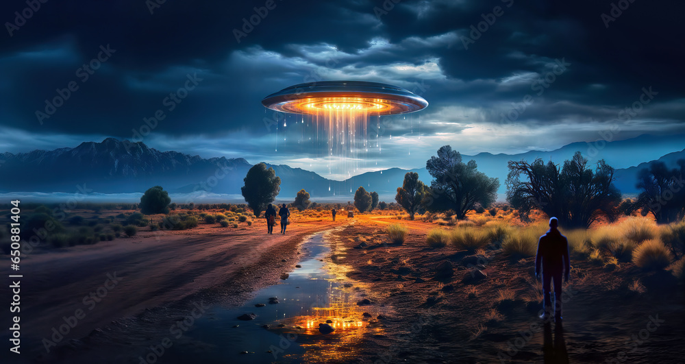 Aliens are among us, UFO lands in the mountain valley of Area 51 ...