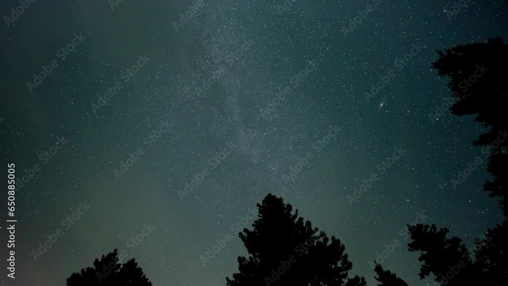 Time lapse looking almost straight up at a sky with millions of stars ...