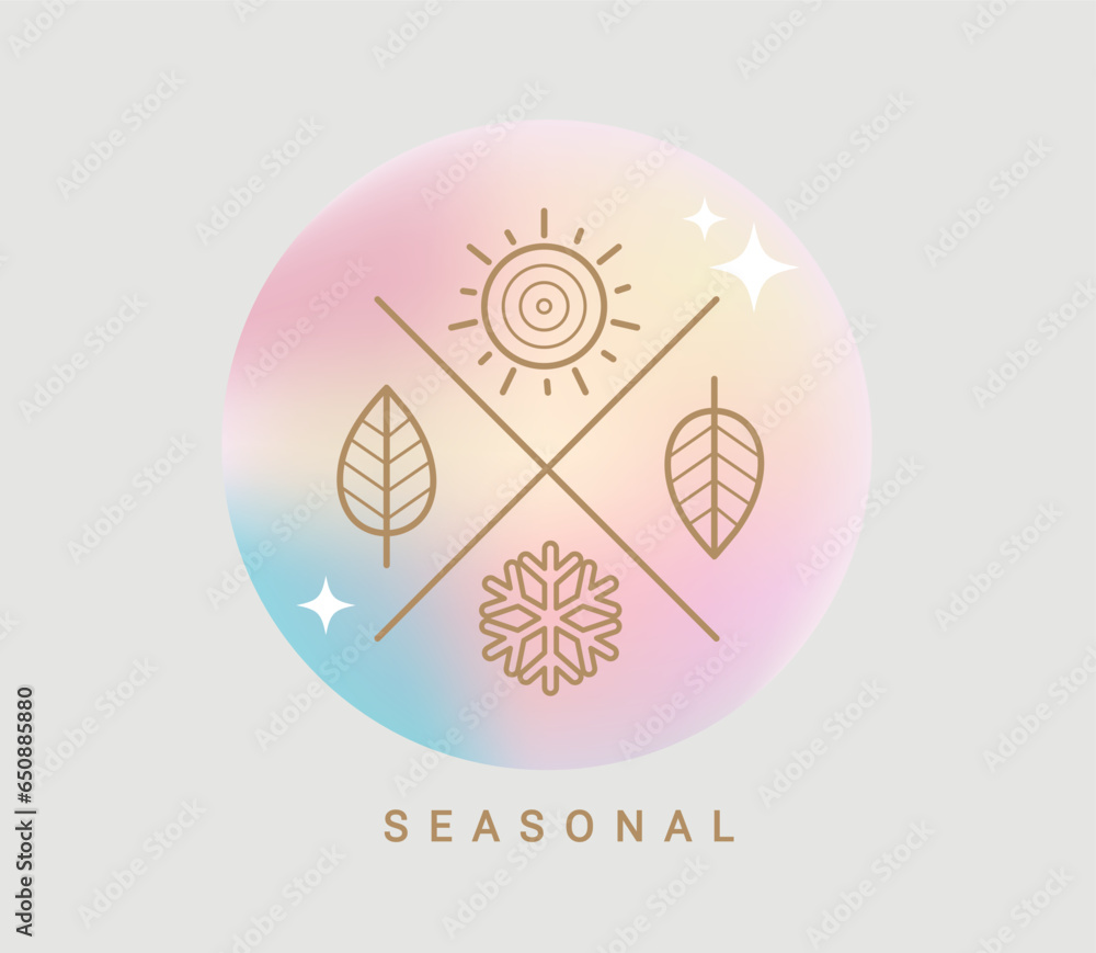 Symbols for four seasons. Icon set with signs for hot summer,cold ...