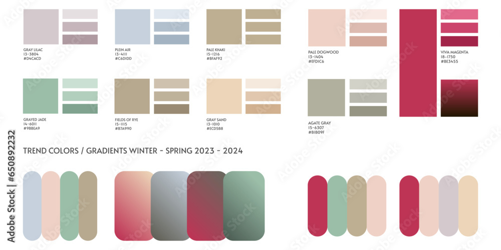 Fashion colors and gradients trend Winter Spring 2023 2024. Color ...