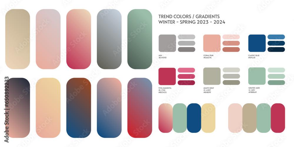 Fashion colors and gradients trend Winter Spring 2023 2024. Color ...