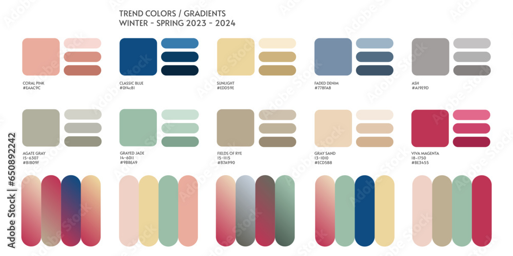 Fashion colors and gradients trend Winter Spring 2023 2024. Color ...
