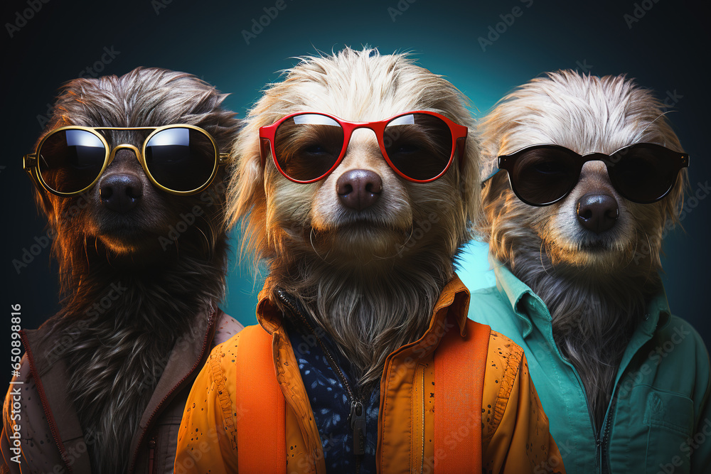 Generative AI illustration of portrait of cool dogs in clothes and ...