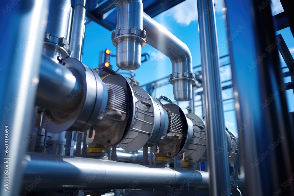 A detailed image of a modern gas cleaning system, capturing a series of ...