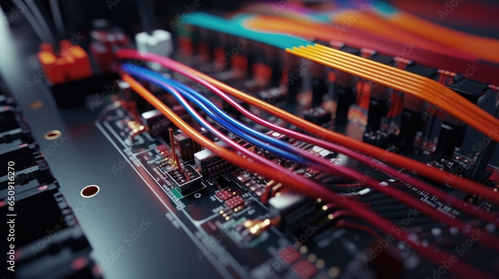 Detailed shot of a wire harness being carefully routed and secured onto ...