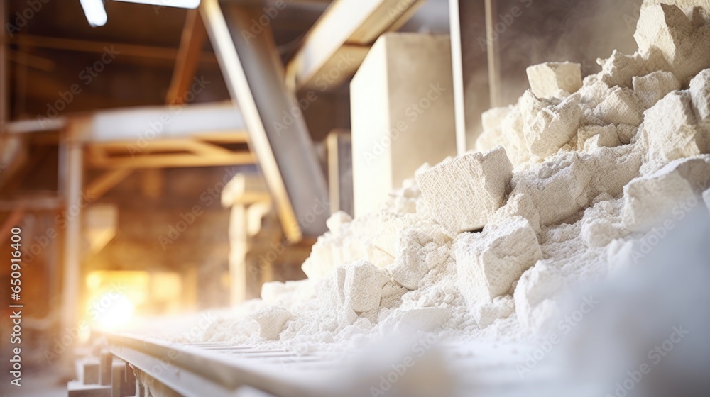 Detailed image of a gypsum processing plant, showing the pulverizing ...