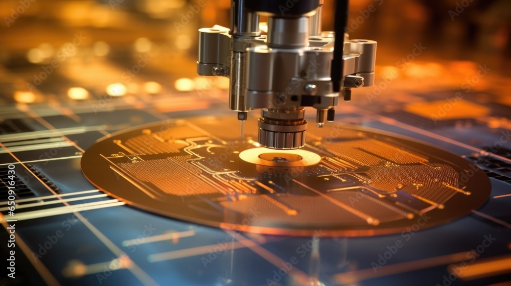 A macro scene of a wafer etching process. The image reveals the ...