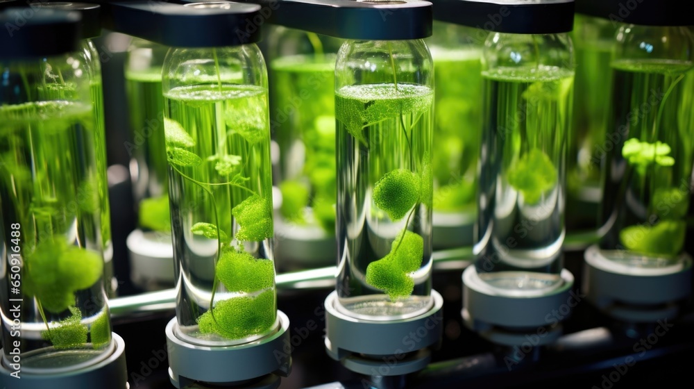 A detailed image of a compact and innovative algae biofuel cultivation ...