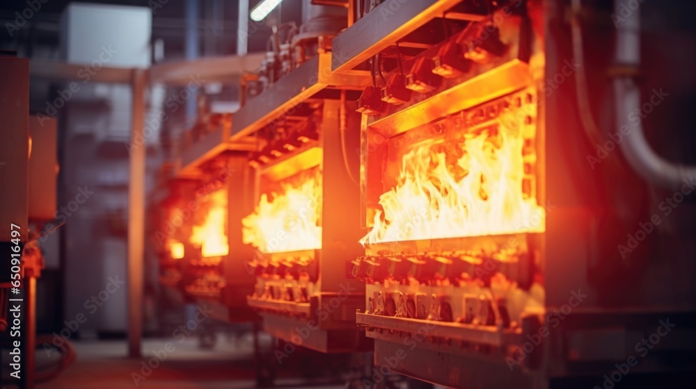 Foto de Detailed image of a powerful industrial furnace, surrounded by ...