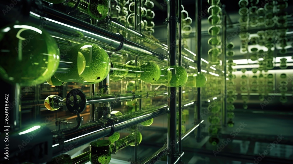 This closeup captures the intricate network of pipes and tubes ...