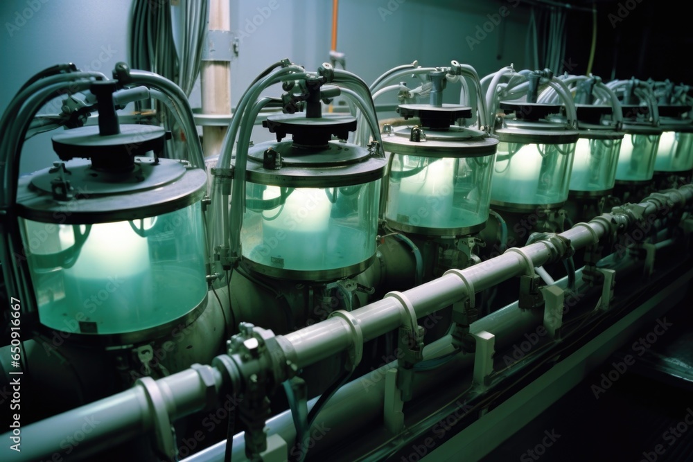 Detailed image of a biofilter system, a series of large tanks filled ...