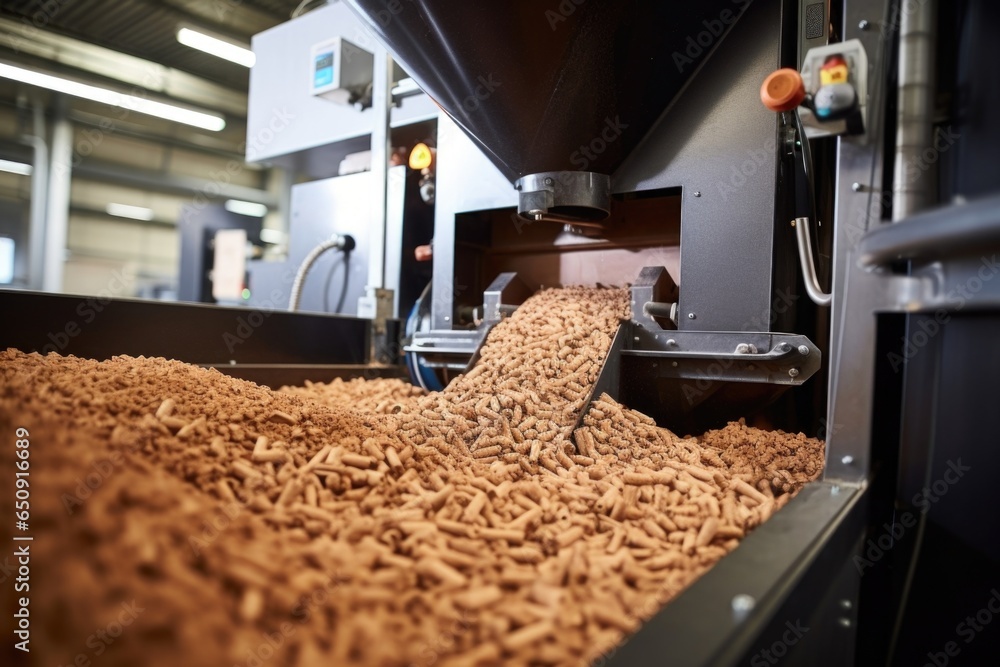 A detailed image captures the interior of a biomass pelletizing unit ...