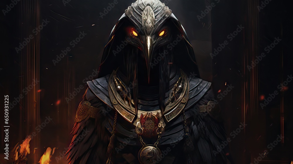 A captivating image of the Egyptian god Horus, depicted with a falcon ...