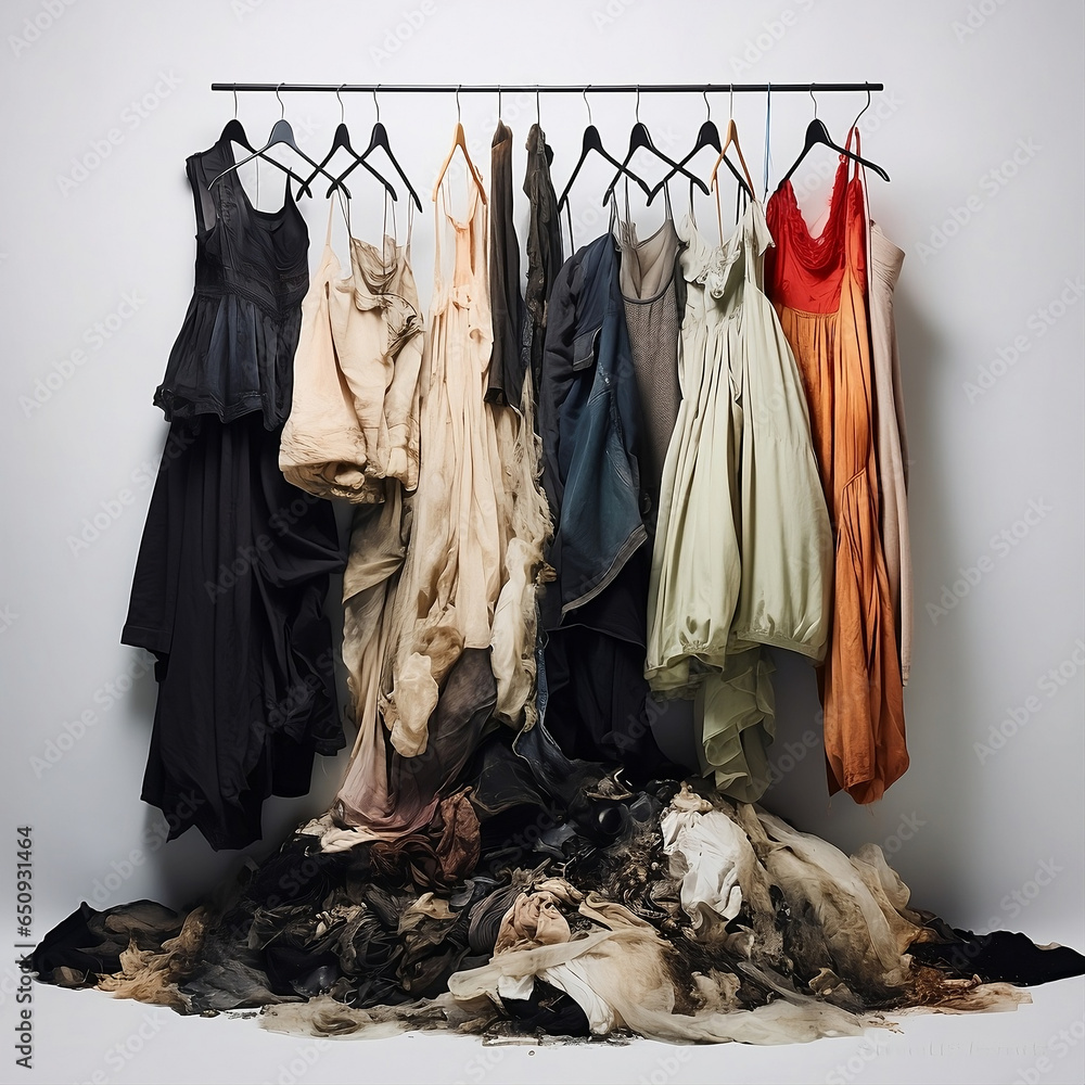 Damage caused by The Lifecycle of Fast Fashion. Generative AI Stock ...