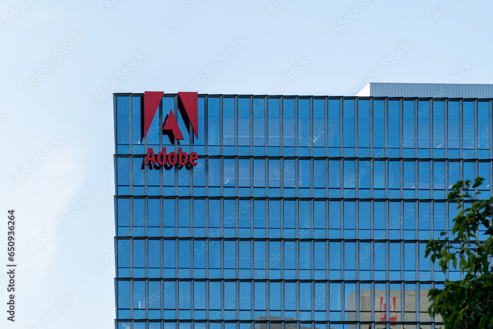 Adobe World Headquarters in San Jose, California, USA - June 10, 2023 ...