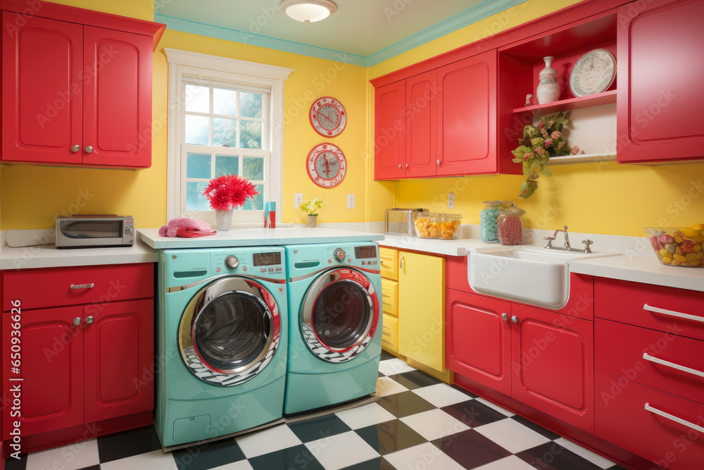 Step back in time to a stylish and organized 1950s laundry room ...
