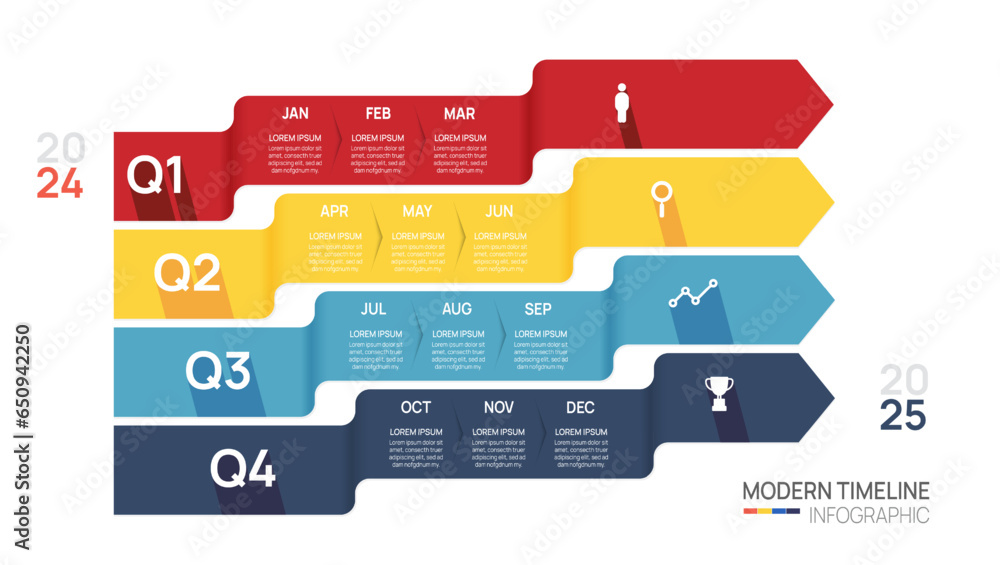 Business road map timeline infographic arrow template. Modern milestone ...