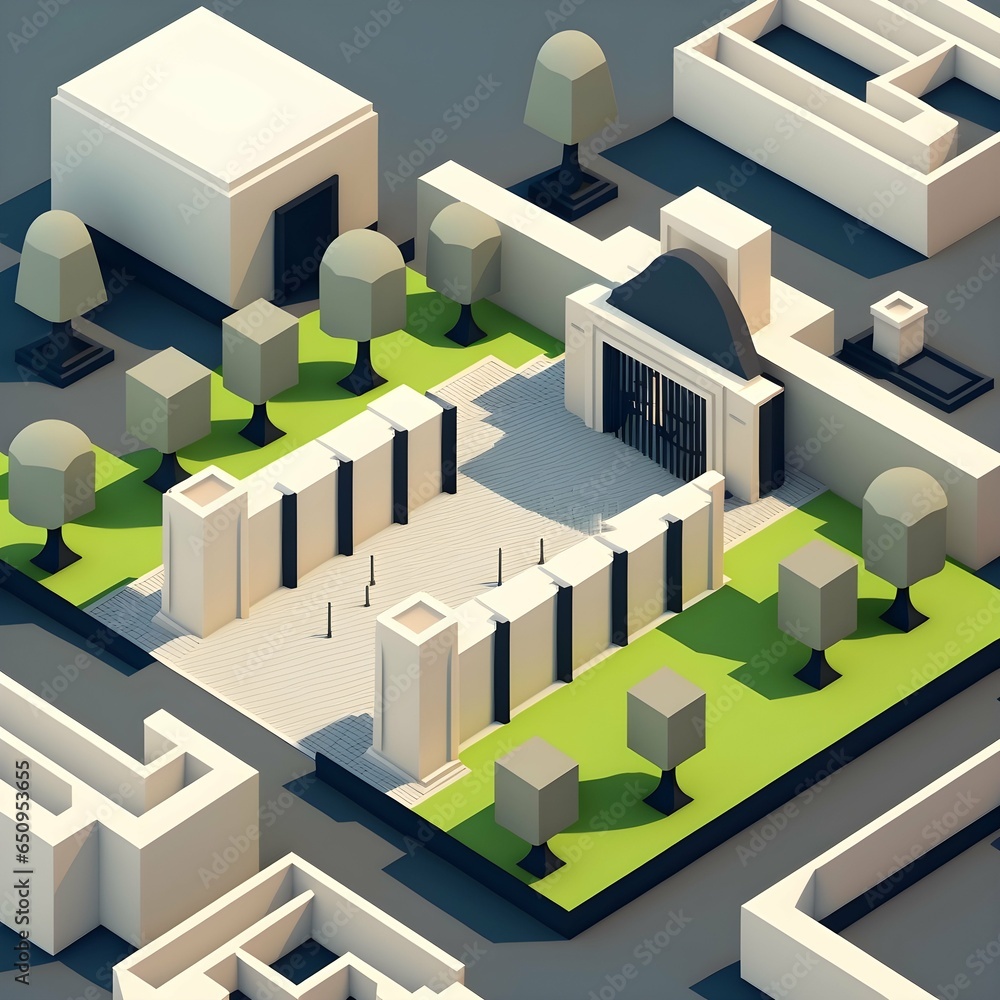 Vector isometric modern museum courtyard with 4 Gates Photo Gallery ...