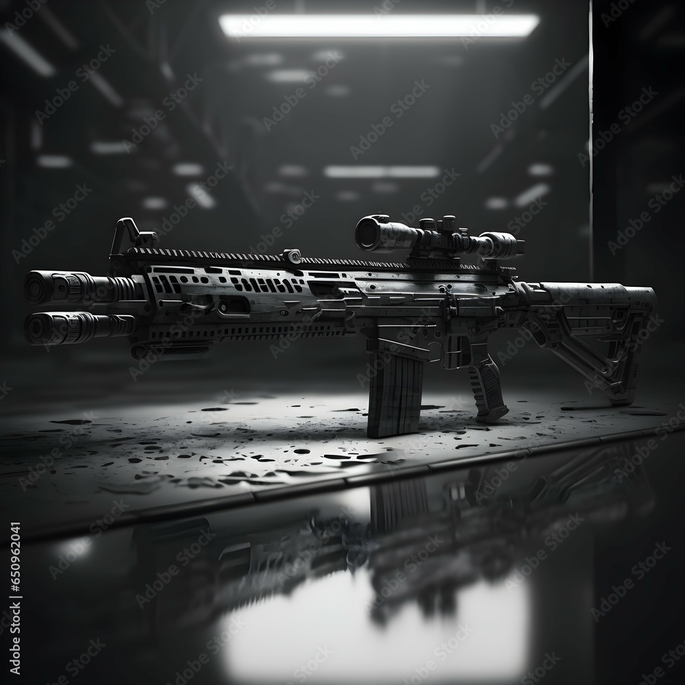 rifle gun 3D dark background album art black white red high resolution ...