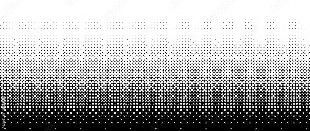 Pixelated bitmap gradient texture. Black and white dither pattern background. Abstract glitchy ...