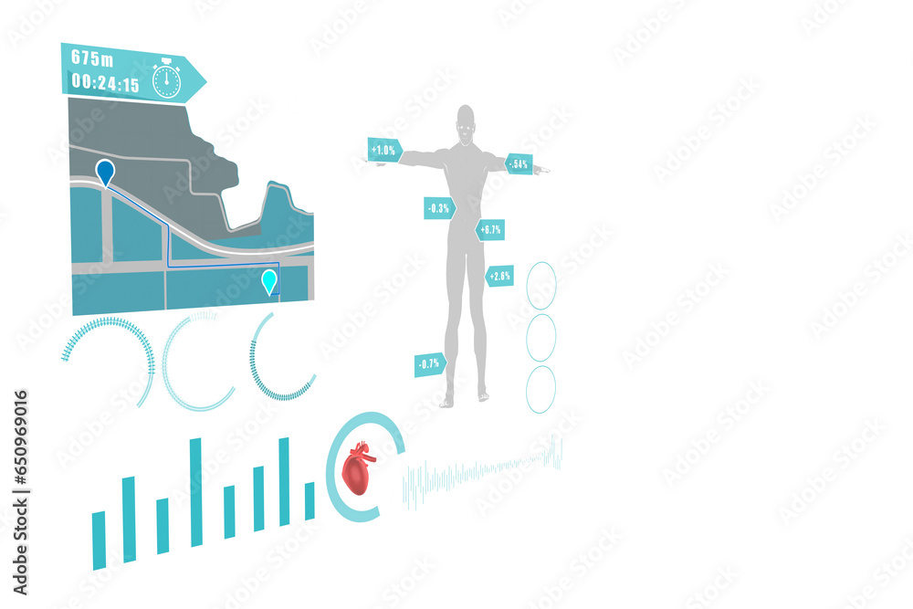 Digital png illustration of digital interface with vital signs on ...