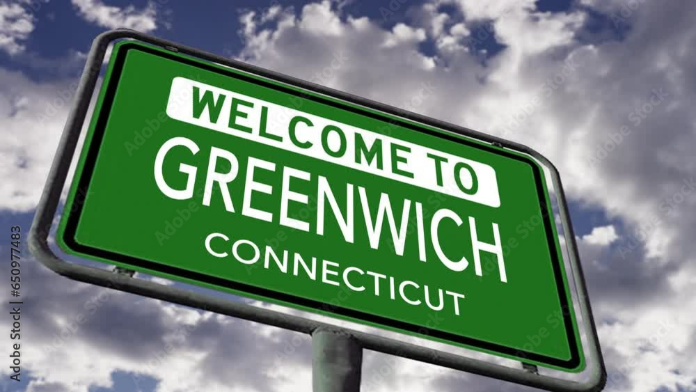 Welcome to Greenwich, Connecticut. USA City Road Sign, Realistic 3d ...