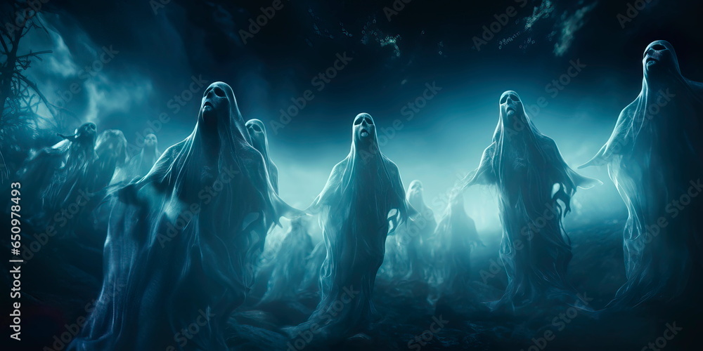 Ghostly Ghoul Background floating ghosts of different sizes and ...