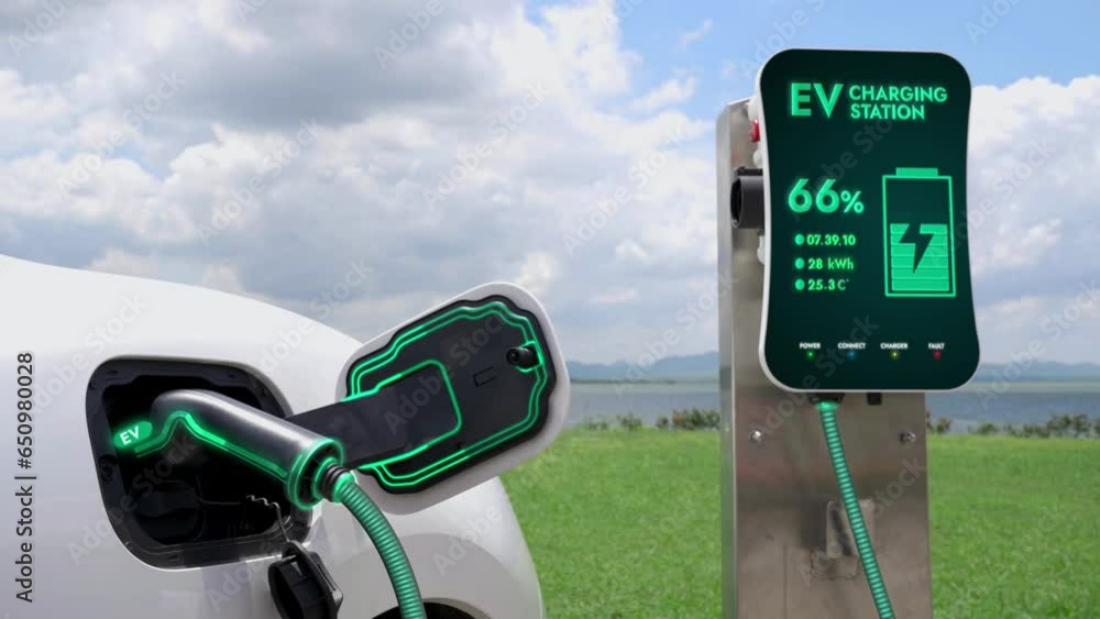 Eco-friendly electric car using clean energy recharge battery from ...