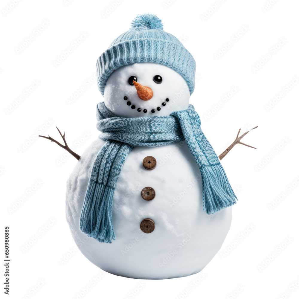 Snowman isolated on white transparent background, PNG. Stock Photo ...