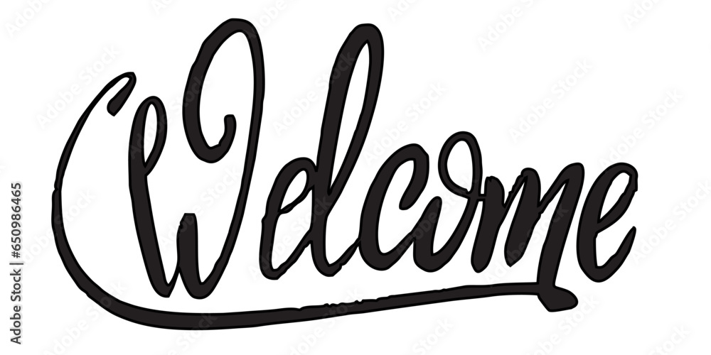 welcome art line and lettering Stock Vector | Adobe Stock