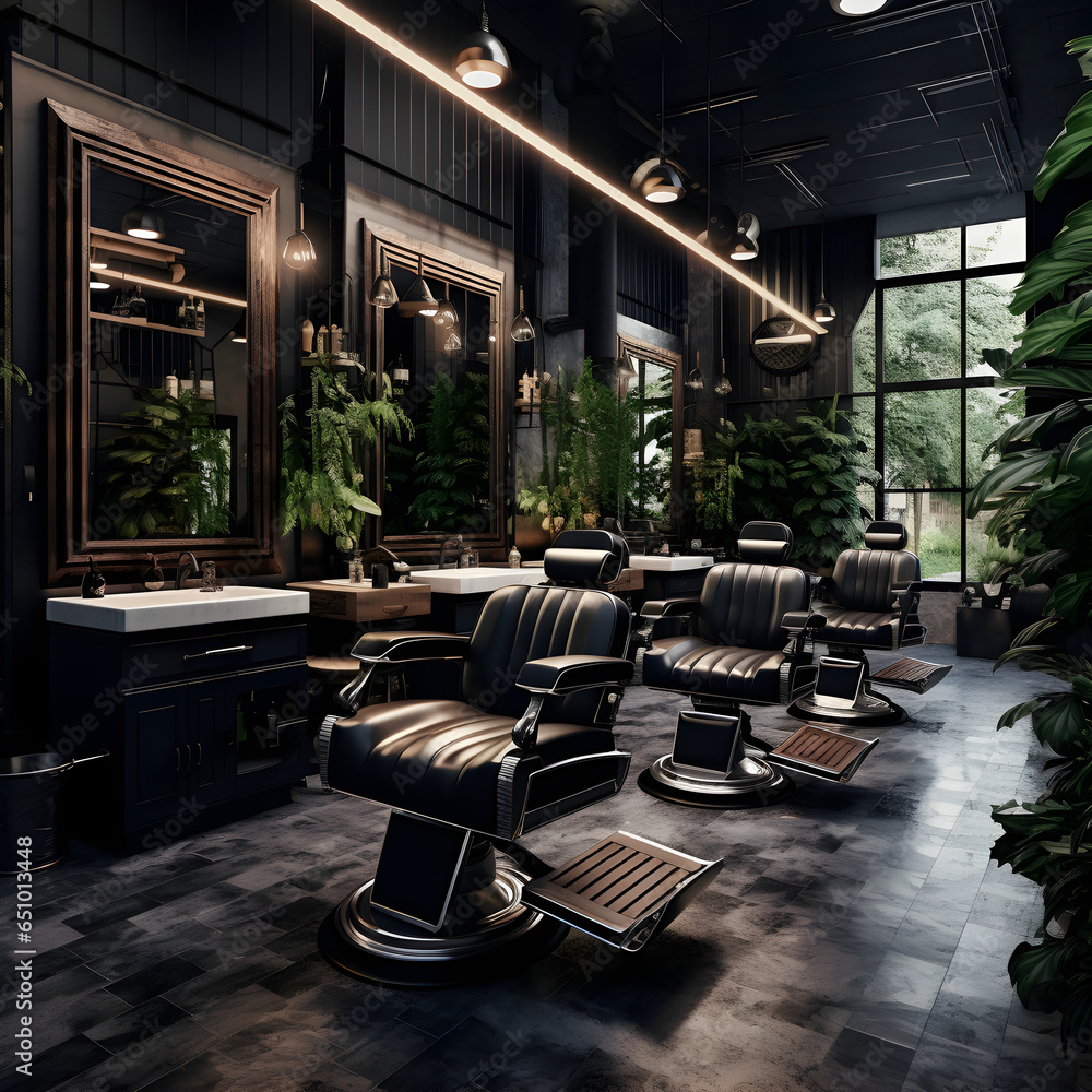 chairs and tables in a restaurant lavish baber shop Premium Barber Shop ...