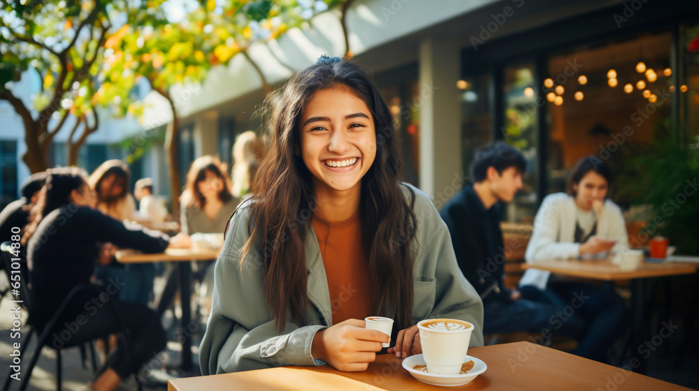 Academic Serenity: University Teen Girl Student Finds Relaxation and ...