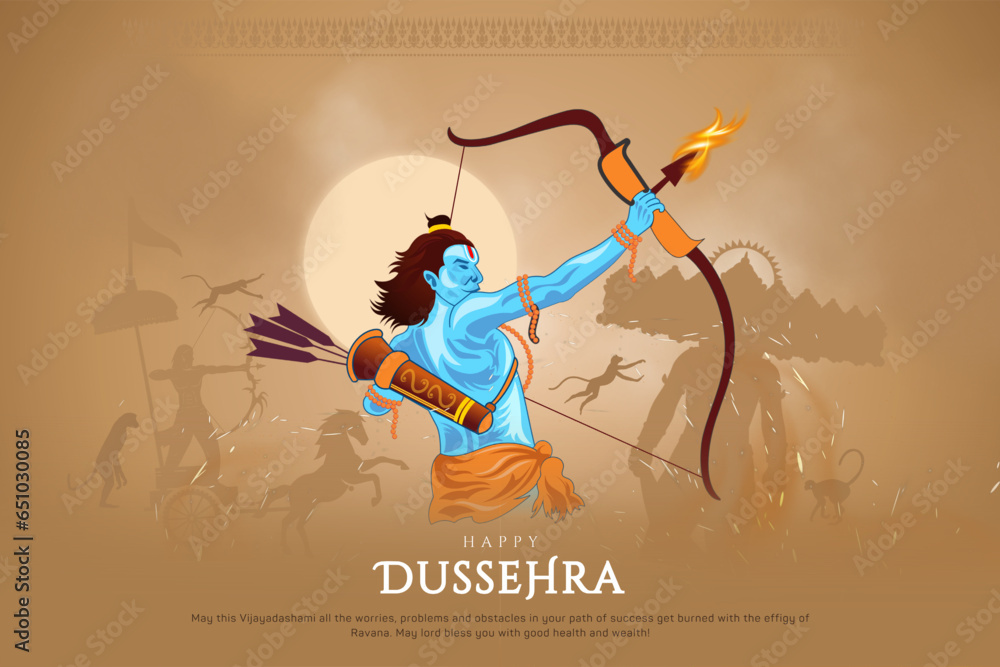 Vecteur Stock Vector illustration of Lord Rama killing Ravana in ...