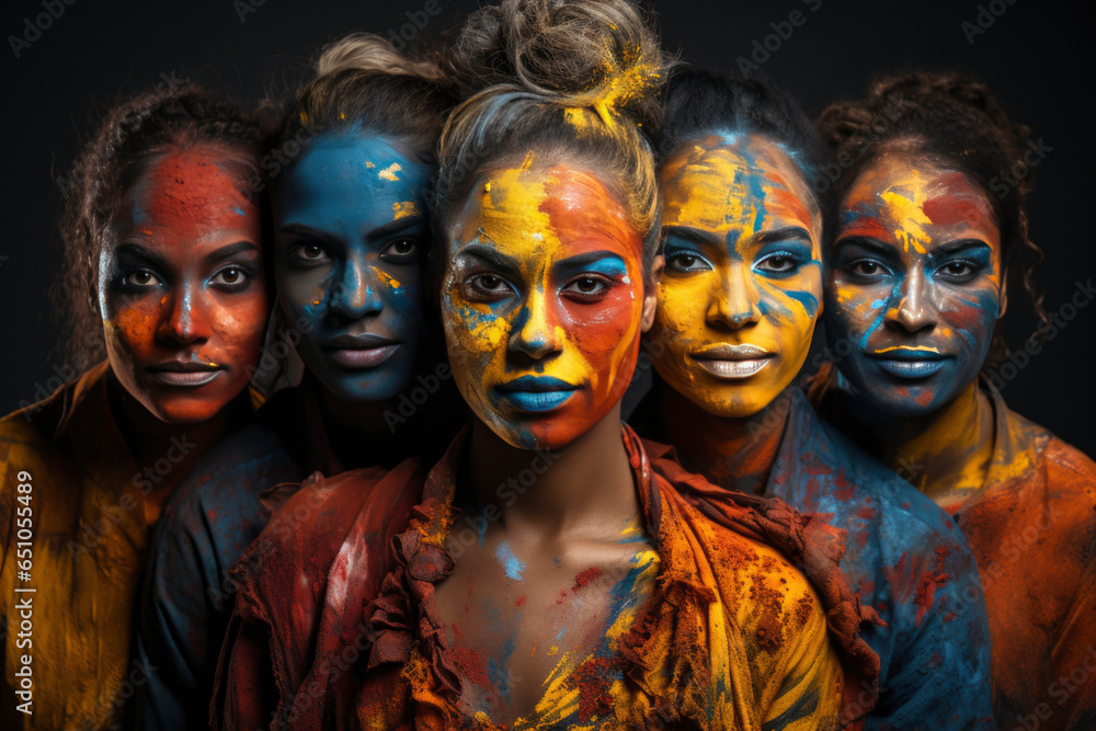 Proud LGBTQ people from different backgrounds with rainbow colored ...