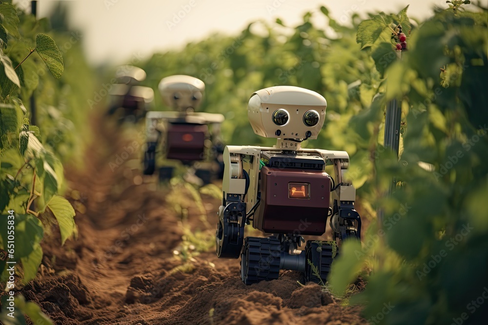 robot assistants in agriculture Technology concept . Smart robotic ...