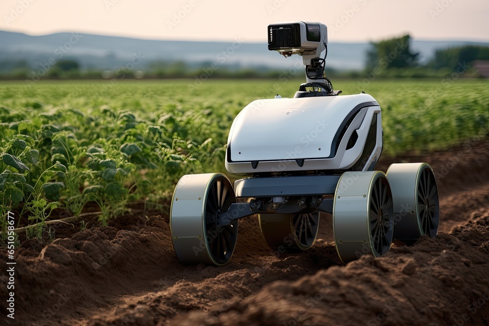 robot assistants in agriculture Technology concept . Smart robotic ...